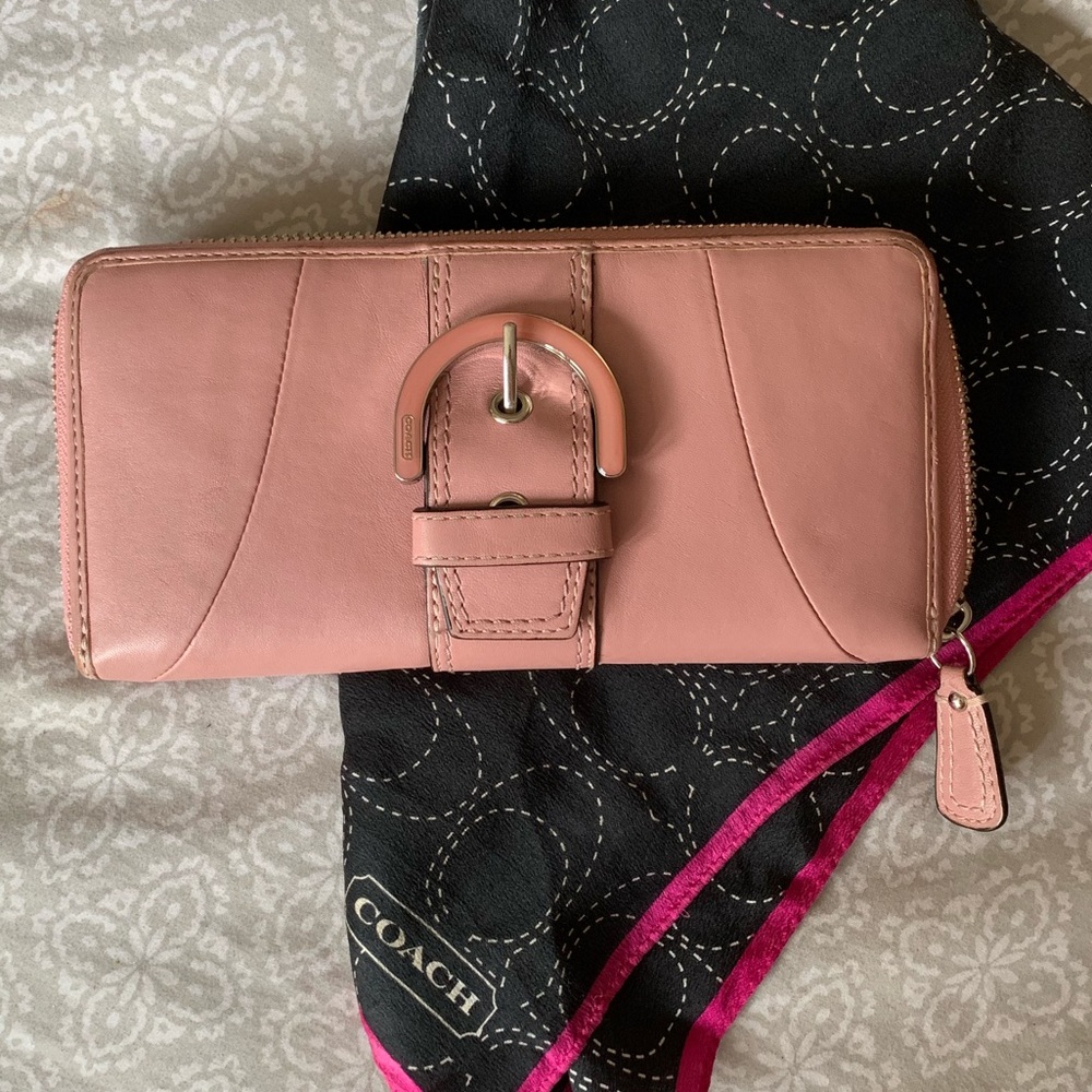 Coach Pink Leather Accordion Wallet - Gem